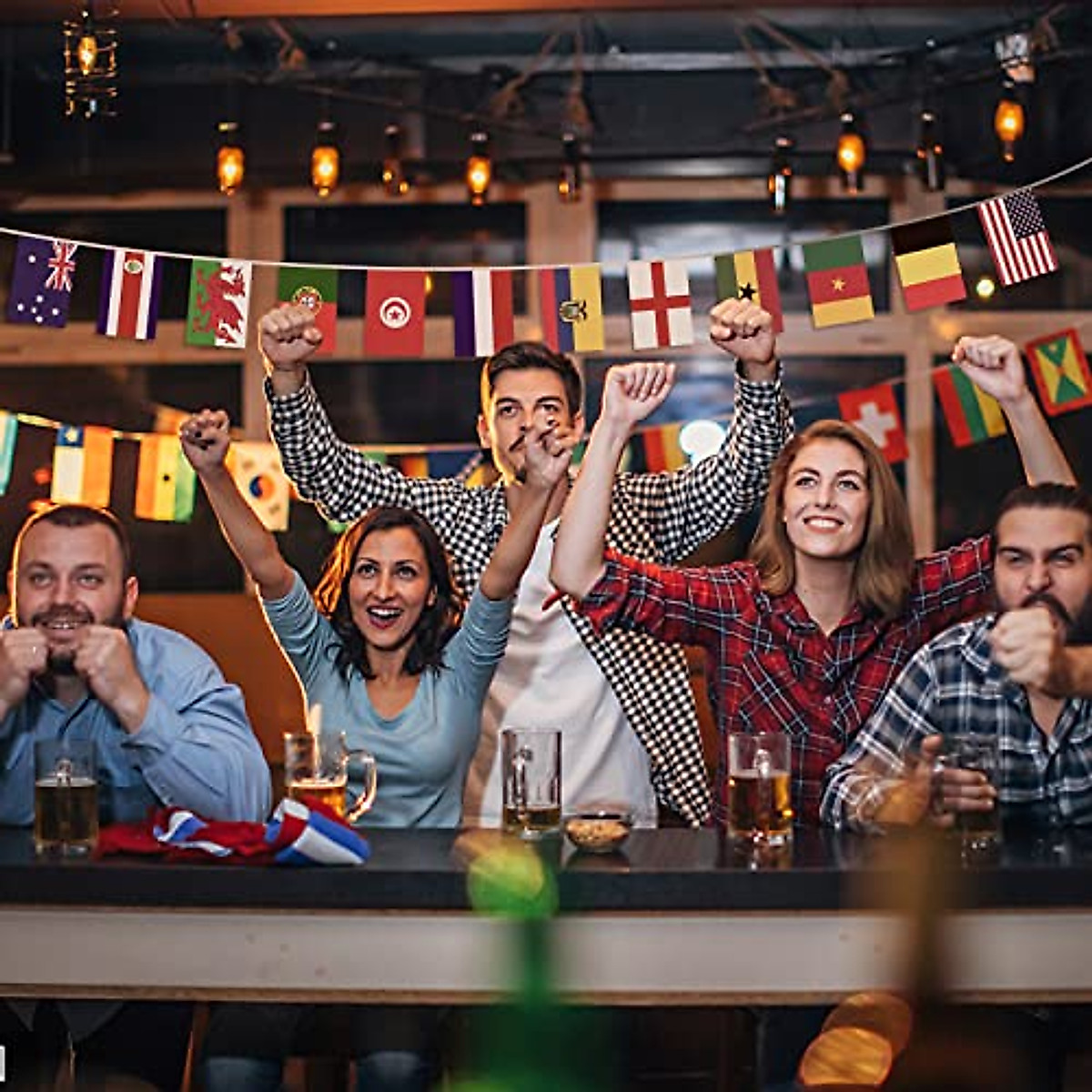 AhfuLife World String Flag Bunting, 32 Countries 2022 World Cup Flags Banners Double-sided Polyester for, Garden, Bar, Restaurant and Party Decoration