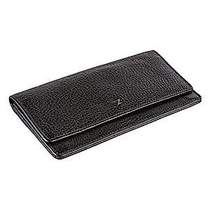 Zinda Genuine Leathers Women’s Wallet RFID Protection Long Purse Flap Over (Ebony)