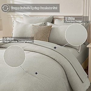 Taupe Comforter Set Queen,7 Pieces Bed in a Bag Taupe Cationic Dyeing Comforter Bedding Set Soft Microfiber Queen Size(1 Comforter,2 Pillowcases,1 Flat Sheet,1 Fitted Sheet,2 Pillow Shams)