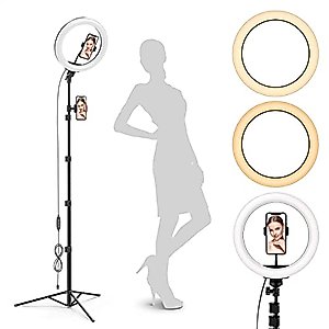 ﻿﻿GearLight Ring Light - 10" Selfie Tripod Stand with LED Lights, Dual Phone Holders, Adjustable Height and Lighting for Recording, Makeup & Photography - Cute ﻿Room Decor Stuff & Gifts For Teen Girls
