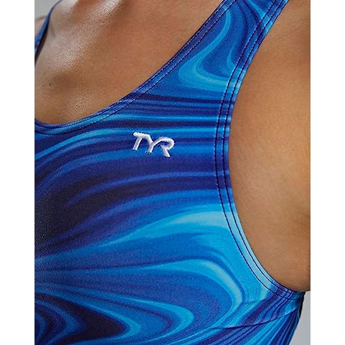 TYR Women's Standard Durafast Elite Maxfit Swimsuit, Blue Vitality, 36