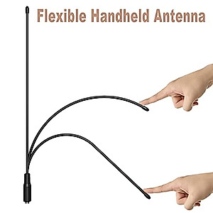 SAMCOM Walkie Talkie Long Antenna 15.1-Inch VHF/UHF (144/430Mhz) Dual Band Antenna SMA-Female 20 Watts Soft Whip Replacement SMA-K Antennas for FPCN30A/FPCN10A Radios,2 Packs