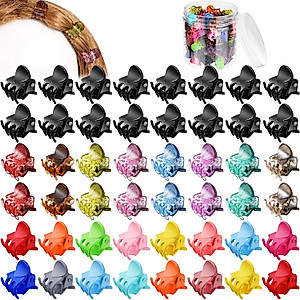 WILLBOND 100 Pieces Mini Hair Claw Clip Plastic Small Colorful Hair Clamps Clips Tiny No-slip Jaw Hair Clip with Box Container for Women Friends Styling Hair Accessories(Mixed Colors)