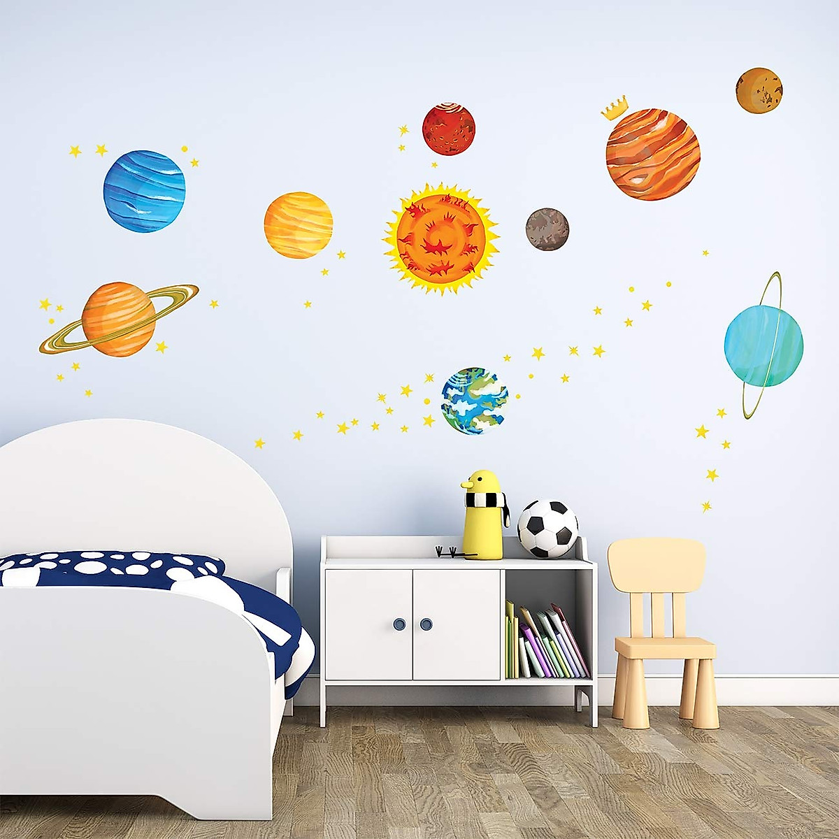 DECOWALL DAT-1501T The Solar System Wall Stickers Wall Decals Peel and Stick Removable Wall Stickers for Kids Nursery Bedroom Living Room