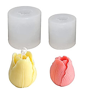 2 Pieces 3D Silicone Candle Mold Tulip Flower Candle Mold for Candle Making Handmade Silicone Soap Mold for Handmade Plaster Craft Soap Making Home Decorating Ornaments