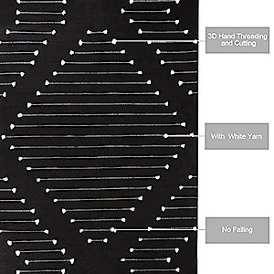 Boho Kitchen Rug Cotton Cotton Bedroom Runner Rug Black White Moroccan Woven Bathroom Rug with Tassels 2'x4.3' Machine Washable Mat Sink Floor Carpet for Hallway Entryway Living Room Front Door