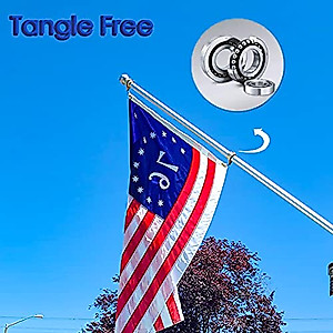 MOFEEZ Flagpole Rotating Rings,360 Degree Anti-Wrap Flag Mounting Rings with Bearings for 7/10" -1" Diameter Flag Pole Tangle Free (Pack of 2-Gold)