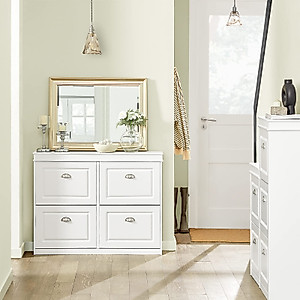 Haotian White Shoe Cabinet with 4 Flip Drawers, Large Freestanding Shoe Rack, Modern Shoe Organizer for Entryway, Hallway, Entance FSR79-W