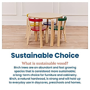 ECR4Kids Bentwood Round Table and Curved Back Chair Set, Kids Furniture, Assorted, 5-Piece