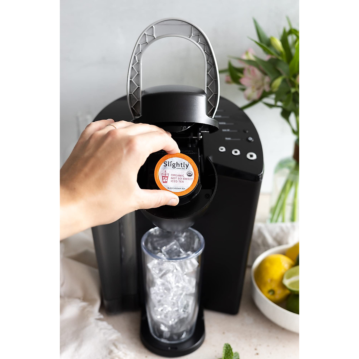 Slightly Sweet Tea Single Serve Keurig KCup Compatible Tea Pods 12 count - Not Too Sweet, Not Too Bland, Just Right! Certified Organic, Hot Brewed, Low Calorie Slightly Sweet Tea