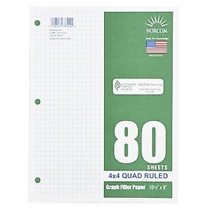 Norcom Quad Filler Paper, 10-1/2" x 8", 4 Squares/Inch