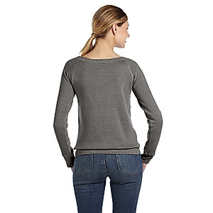 Bella + Canvas Ladies Fleece Wide Neck Sweatshirt, Small, LT Grey Marble