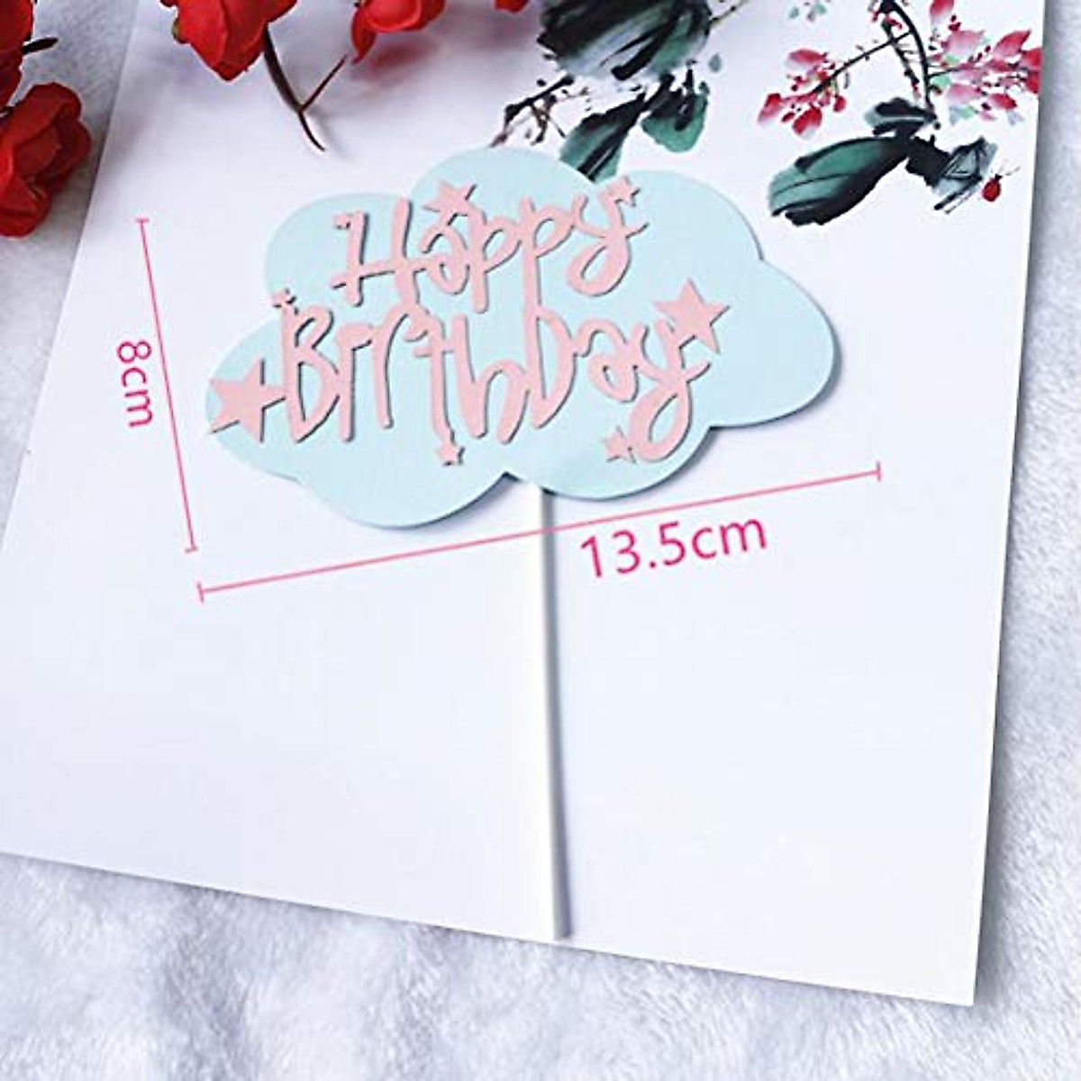 Amosfun Blue Paper Cake Toppers Cloud Design Cake Picks Birthday Cupcake Decoration Party Dessert Fruit Insert Favor for Party Cake Decortion