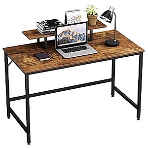 HOMEYFINE Computer Desk,Laptop Table with Storage for Controller,47 Inches,Wood and Metal,Study Table for Home Office(Vintage Oak Finish)