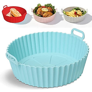 4Pack Air Fryer Silicone Liners Pot for 3 to 5 QT Silicone Basket Disponsable Oven Liner Accessories Reusable Replacement of Flamable Parchment Paper Brown Blue Gray Pink
