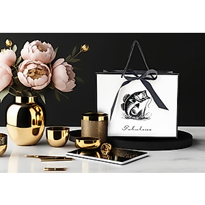 ysmile Fishing Gift Bag with Wrapping Paper for Men Women 12.6" Fisher