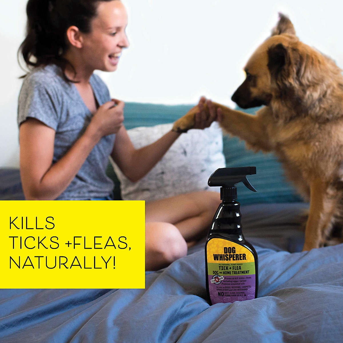 Yaya Organics Dog Whisperer Tick + Flea Home Treatment Spray, Proven Effective, Plant-Based (24 Ounces)