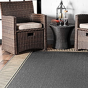 nuLOOM Asha Simple Border Indoor/Outdoor Area Rug, 6' 7" x 9', Dark Grey