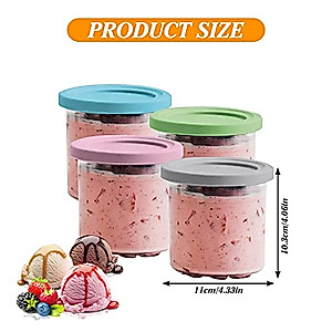 NASHARIA Ice Cream Containers: Ice Cream Containers for Homemade Ice Cream BPA-Free Dishwasher Safe Homemade Ice Cream for Ninja Creami Pints and Lids - 4 Pack for NC301 NC300 NC299AM Series