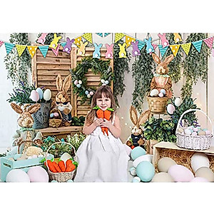 Easter Photography Backdrop Egg Bunny Garden Flower Decoration Photo Background Birthday Party Supplies Newborn Baby Portrait Booth Props 7x5FT