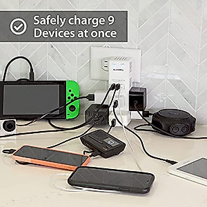 Swivel Power by Bell+Howell Power Strip Rapid Charging Station USB Outlet Extender with Surge Protection –180 Degree Swiveling Design with 6 Electrical Outlets 3 USB Ports As Seen On TV Set of 2