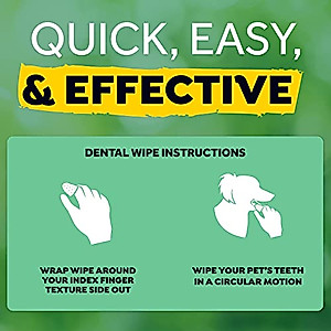 TropiClean Fresh Breath No Brushing Clean Teeth Dental & Oral Care Dental Wipes for Dogs, 50ct - Teeth Cleaning Wipes - Helps Wipe Away Plaque & Tartar - Freshens Breath - No Brushing Required
