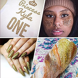 Metallic Fine Glitter, 150g Multipurpose Extra Fine Craft Glitter for Resin Arts and Crafts, Body Nail Art Eye Face Hair, Holographic Glitter for Epoxy Tumbler, Slime Making (Light Gold)