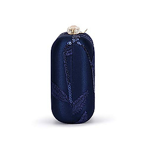 Mulian LilY M034 Evening Clutch Purses Lace Satin Beaded Sequin Prom Party Clutch Bag For Women Navy