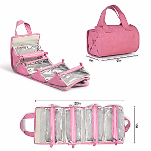 A F 4-in-1 hanging Toiletry bag | Roll-up makeup organizer with 4 detachable PVC zip pouches| travel toiletry bag, 600D oxford fabric material organize Make up , Cosmetics, Pink