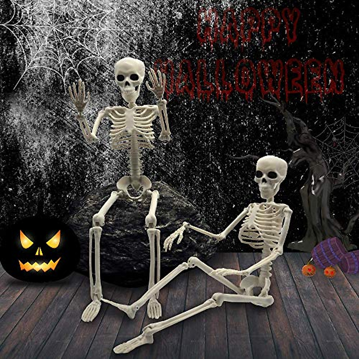 BLUELF Halloween Skeleton Decorations for Halloween Party Decorations, 2 Packs