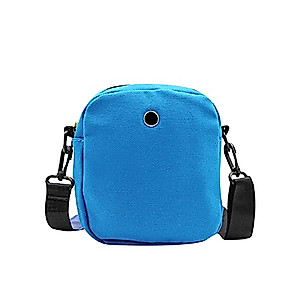 MOSSTYUS Canvas Cartoon Dinosaur Shoulder Messenger Bag Crossbody Purse Travel handbags Cosplay Bag, blue