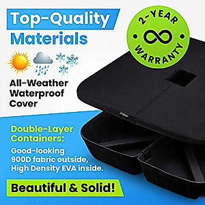 Rhino BaseMate EVA Material - Patio Umbrella Base Weights up to 200 Lb. | for Cantilever Umbrella, Regular Umbrella, or Any Offset Umbrella Base | 4-Part, 900D Heavy-Duty, All-Weather (Square)