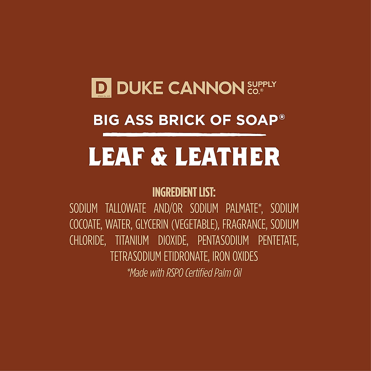 Duke Cannon Supply Co. Big Brick of Soap Bar for Men Leaf + Leather (Amber & Woodsy Scent) Multi-Pack - Superior Grade, Extra Large, Masculine Scents, All Skin Types, Paraben-Free, 10 oz (3 Pack)