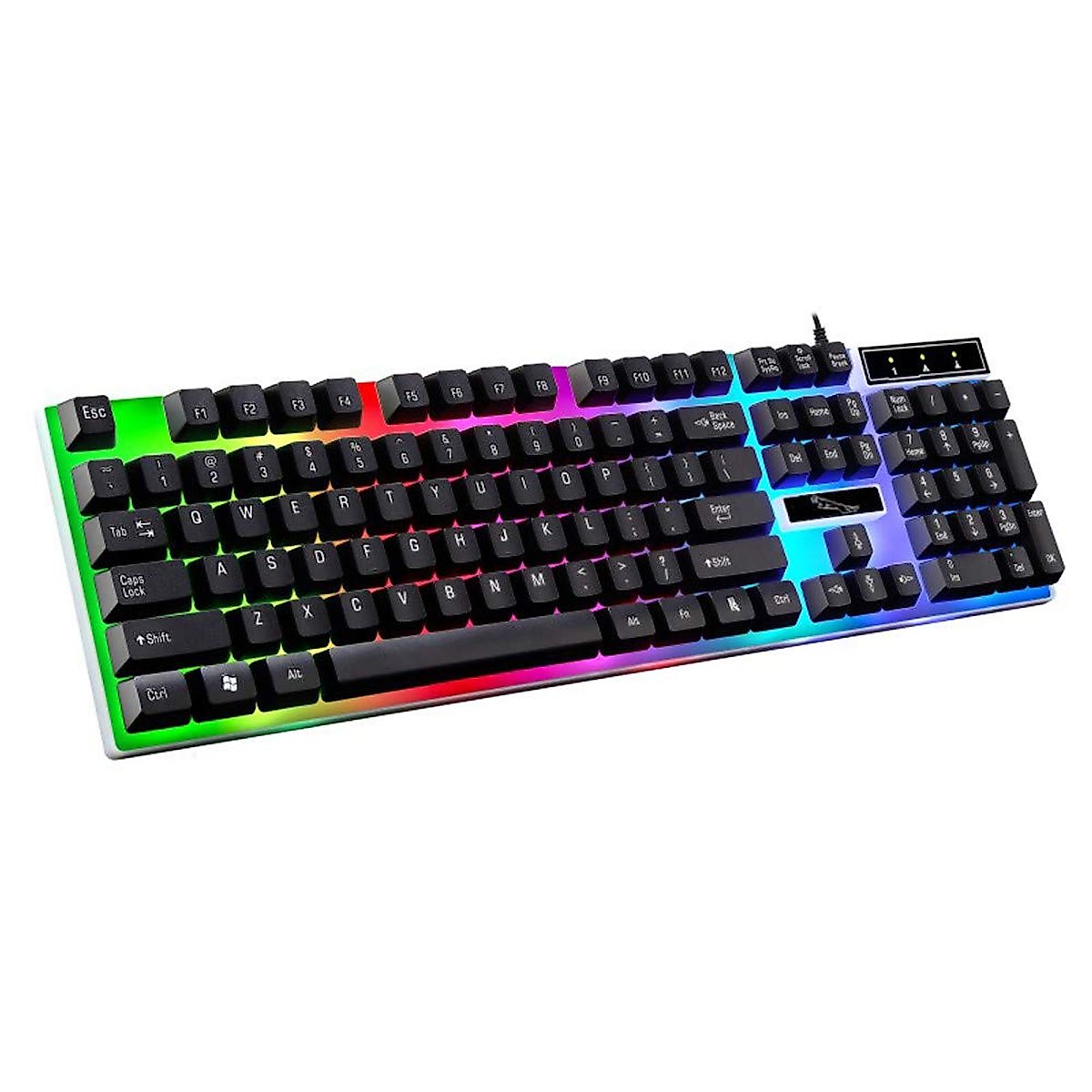 Keyboard Mouse Set,EDTO Rainbow Color Backlight Adjustable Gaming Game USB Wired Adjustable Color LED Backlit Mechanical Feeling Keyboard (Black)