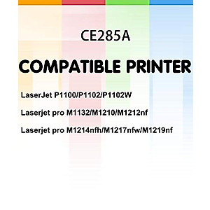 (Single Pack) Compatible for HP 285A CE285A 85A Toner Cartridge (HP85A, Pack of 1) Used for HP Laser Jet Pro P1102w P1109w M1212nf M1217nfw Printer, Sold by GTS