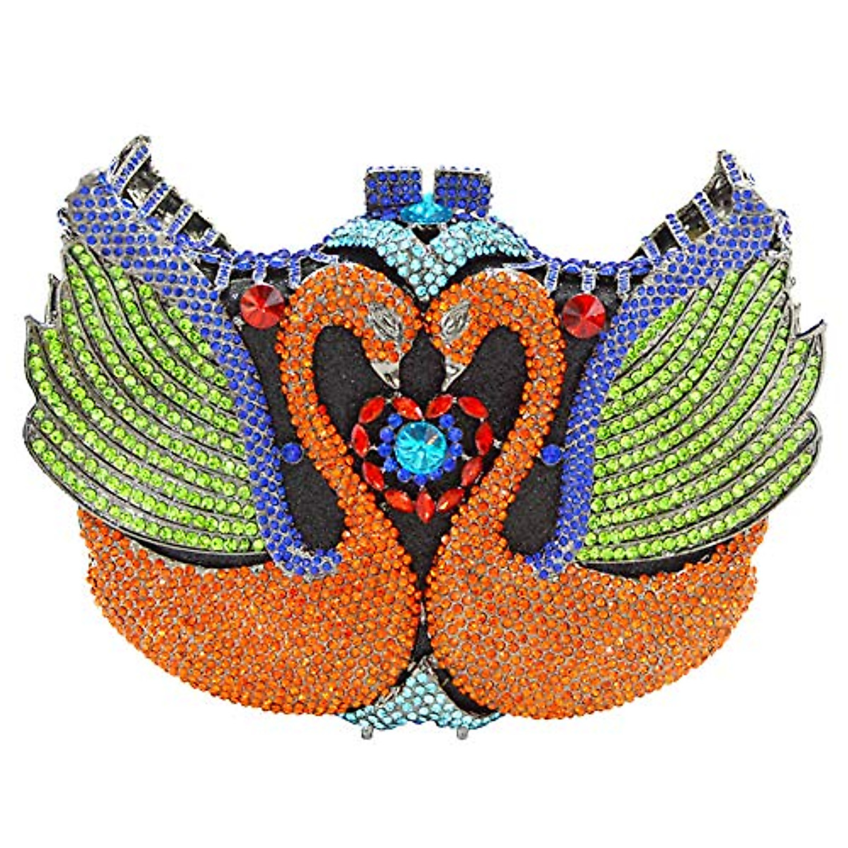 momo mo Women Evening-Bag Chain Luxury Wedding Ladies Clutch-Purse Rhinestone Handbag Swan