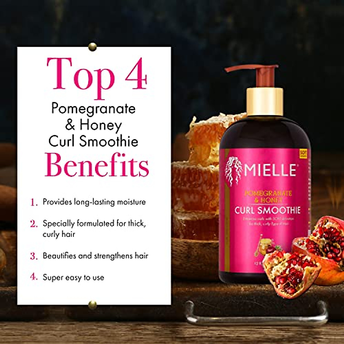 Mielle Organics Pomegranate & Honey Leave-In Conditioner + Honey Curl Smoothie Bundle