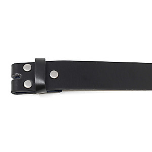BC Belts Leather Belt Strap with Smooth Grain Finish 1.5" Wide with Snaps (Black-M)