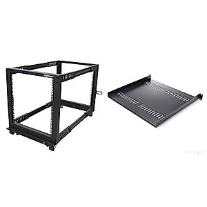 StarTech.com 12U Open Frame Server Rack & 1U Vented Server Rack Mount Shelf