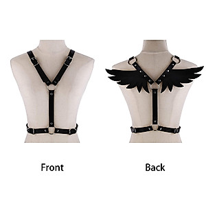 FM FM42 Blue O Ring Waist Belt Body Caged Harness with Angel Wings PN2671