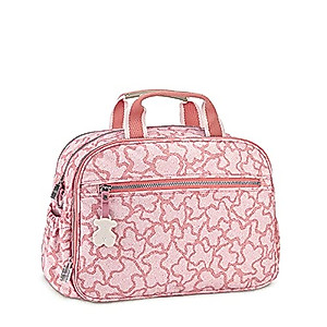 TOUS Pink Waterproof Vinyl Combined with Calfskin Leather Baby Bag for Women, 40x25x20 cm, Kaos New Colores Collection