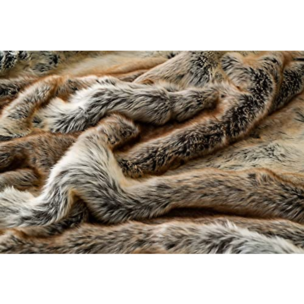 BATTILO HOME Brown Faux Fur Throw Blanket for Bed, Large Fall Fur Blanket Twin Size 60 x 80 Inches Super Soft Fuzzy Thick Warm Fur Throw Blankets for Couch, Reversible to Plush Velvet