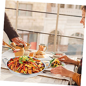 WHAMVOX Stainless Steel Griddle Steamer Pot Double Ears Pan Frying Pan Skillet Steel Pot Pow Wok Pan Everyday Wok Stewpot Skillet Korean Ramen Pot Cooking Pan Individual Asia Small Hot Pot