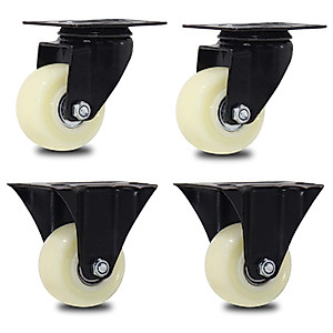 Wheel Small Castor Wheels Moving Caster Wheels Trolley Furniture Caster Nylon Swivel Plate Wheels,Double Bearing,Replacement Castors for Carts Workbench,White,Pack of 4