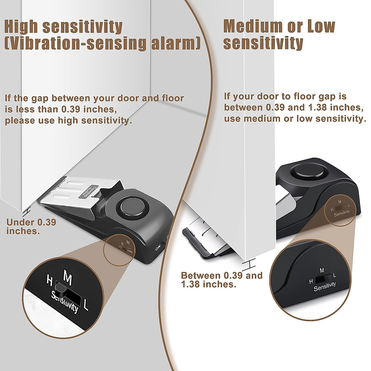 AceMining Upgraded Portable Door Lock & Black Door Stop Alarm