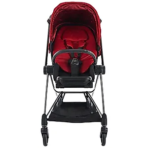 Cybex Mios 2 Complete Stroller, One-Hand Compact Fold, Reversible Seat, Smooth Ride All-Wheel Suspension, Extra Storage, Adjustable Leg rest, True Red Seat with Chrome/Black Frame