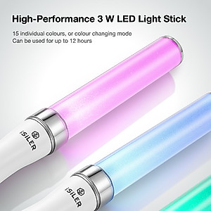 Multicolor LED Glow Sticks, iSiLER Party Flashing Light, 15 Color Changing 2 Lighting Modes Flashing Light Stick for Party Supplies, Festivals, Raves, Birthdays, Parking Guides, Dog Walkers Safety