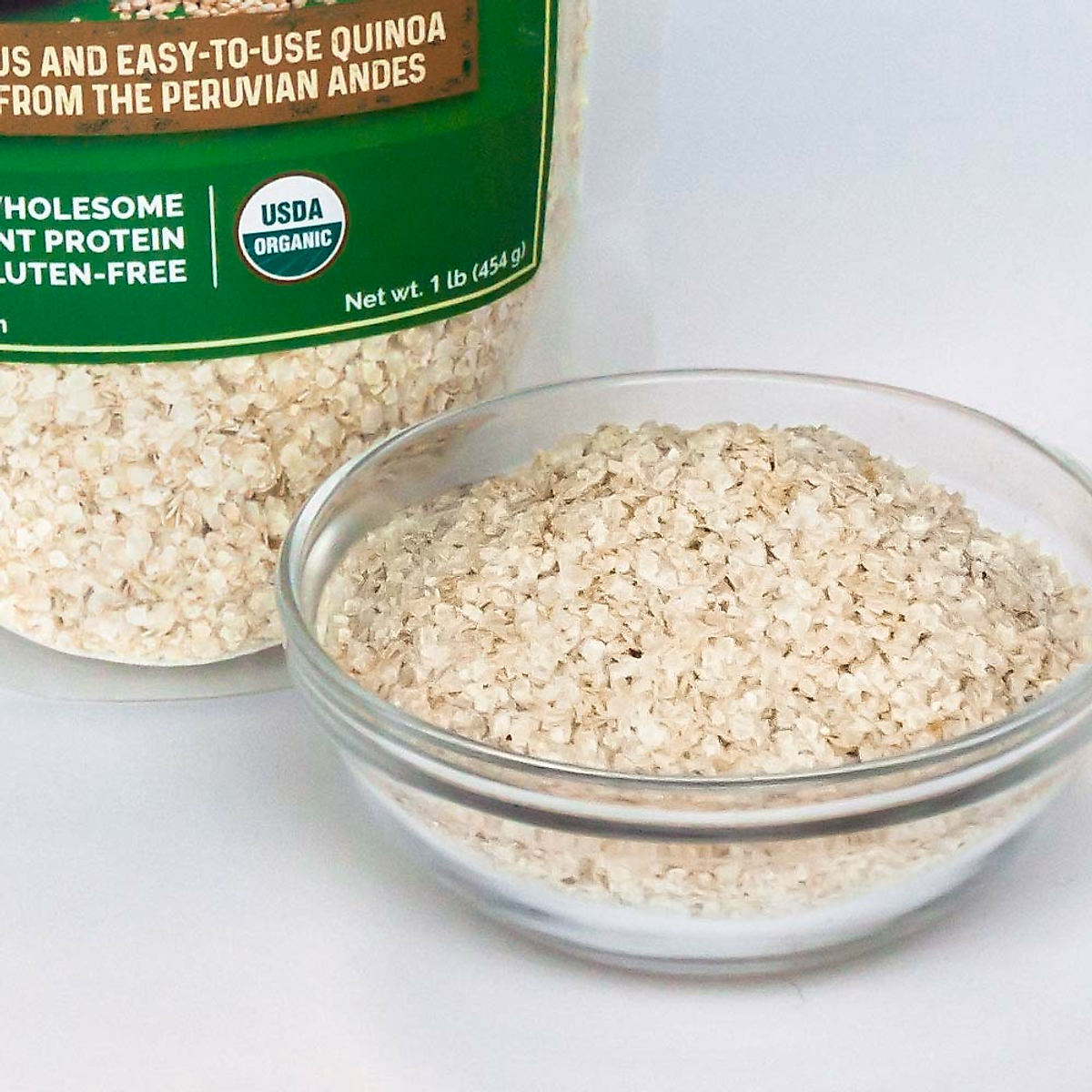 HerbaZest Quinoa Flakes Organic - 1 LB - USDA Certified, Vegan & Gluten Free Superfood - Perfect with Yogurt, Cereal, Smoothies, Granola & Desserts