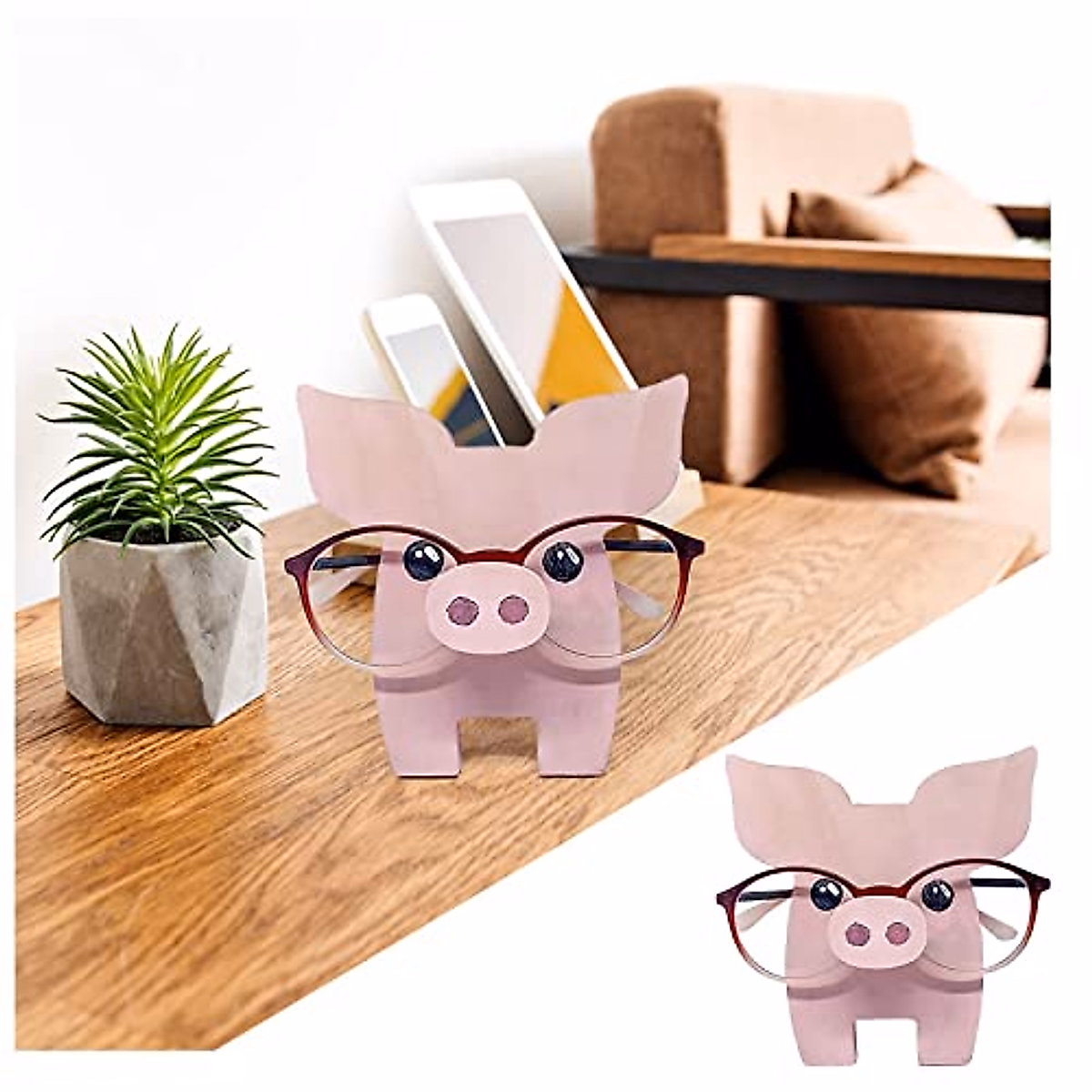 Yaoercty Delivered Before Christmas - Cute Creative Animal Glasses Rack Holder, 1PC Cute Wooden Animal Shaped Glasses Frame Home Office Desktop Decor,Valentine's Day (G)