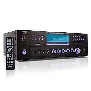 Dana Trading Pyle 4-Channel Home Theater Bluetooth Amplifier Receiver-3000 Watt Stereo Speaker Home Audio Receiver w/ Radio,USB,2 Microphone w/ Echo for Karaoke,CD DVD Player,LCD,Rack Mount-PD3000BT